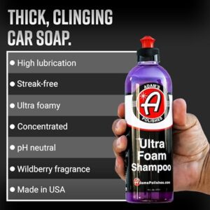 Adam's Polishes Ultra Foam Shampoo Gallon - Our Most Sudsy Car Shampoo Formula Ever - pH Neutral Formula For Safe, Spot Free Cleaning - Ultra Slick Formula That Wont Scratch or Leave Water Spots