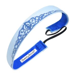 sweaty bands women's girls headband - non-slip velvet-lined princess hairband - crown me blue