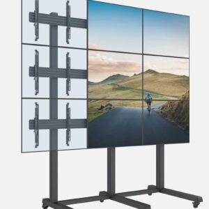 3x3 Video Wall Rolling Mount Cart Display with Micro Adjustment Arms Vesa Universal TV Television