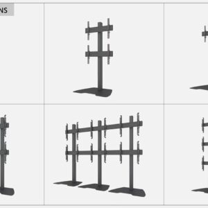 3x3 Video Wall Rolling Mount Cart Display with Micro Adjustment Arms Vesa Universal TV Television