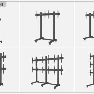 3x3 Video Wall Rolling Mount Cart Display with Micro Adjustment Arms Vesa Universal TV Television