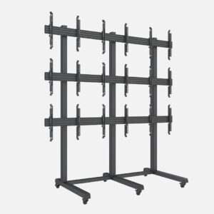 3x3 Video Wall Rolling Mount Cart Display with Micro Adjustment Arms Vesa Universal TV Television