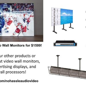 3x3 Video Wall Rolling Mount Cart Display with Micro Adjustment Arms Vesa Universal TV Television