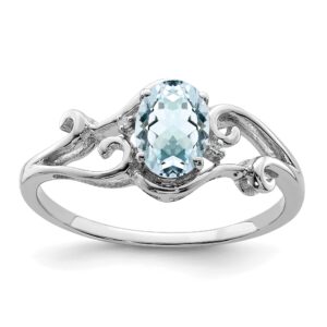 icecarats 925 sterling silver diamond blue aquamarine oval ring gemstone band size 9.00