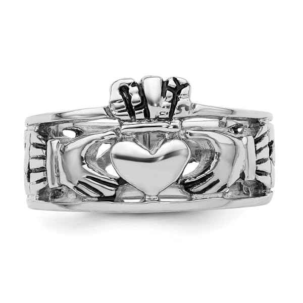 925 Sterling Silver Vintage Heart Love Irish Claddagh Celtic Ring Jewelry Size 7