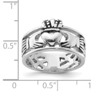 925 Sterling Silver Vintage Heart Love Irish Claddagh Celtic Ring Jewelry Size 7