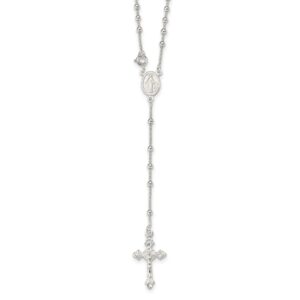 icecarats 925 sterling silver bead rosary necklace 16 inch chain