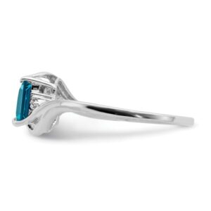 IceCarats 925 Sterling Silver Diamond London Blue Topaz Ring Gemstone Band Size 6