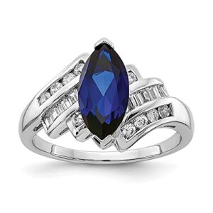 icecarats 925 sterling silver created blue sapphire cubic zirconia cz marquise ring september birthstone jewelry size 7