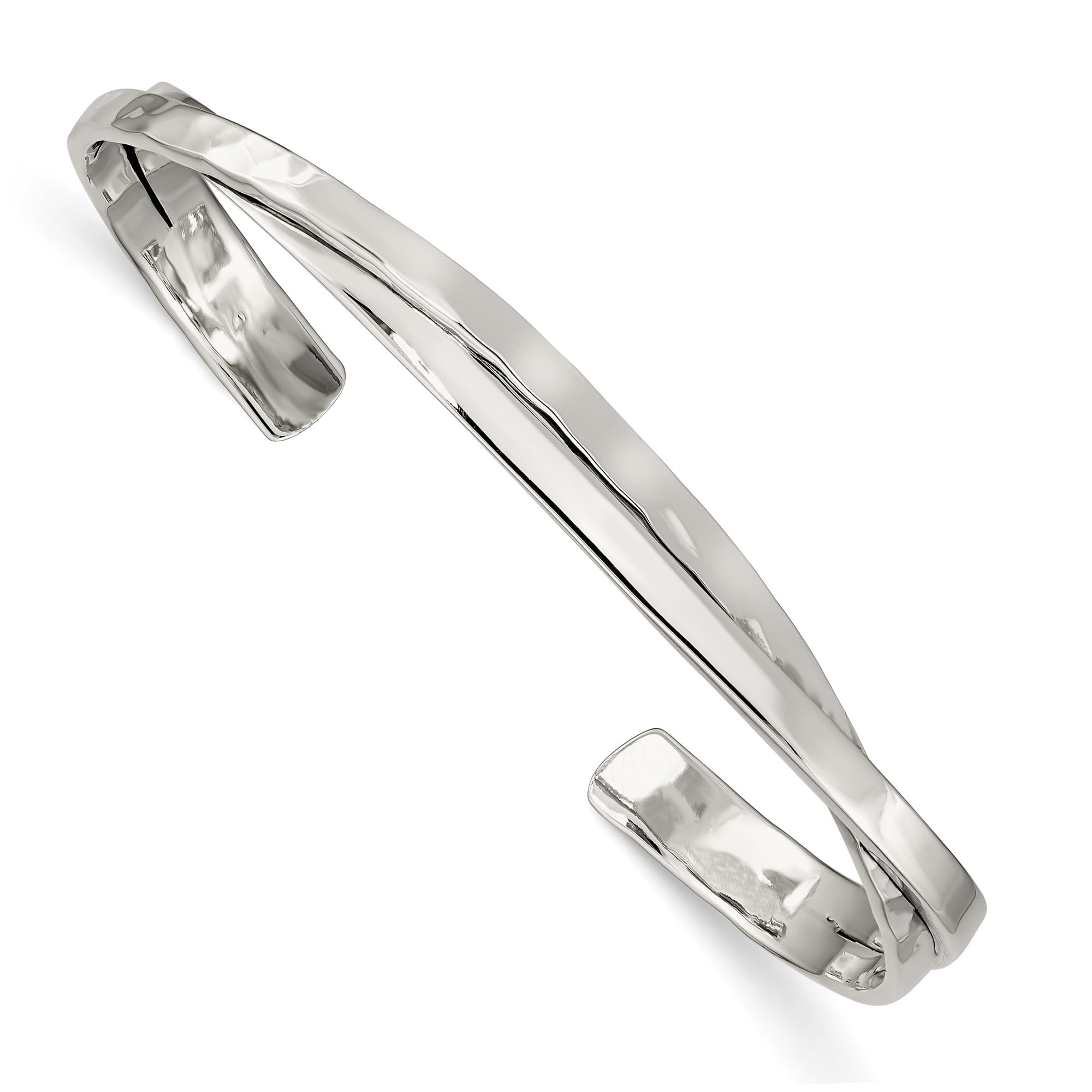 IceCarats 925 Sterling Silver 3mm Hammered Bands Bangle Bracelet