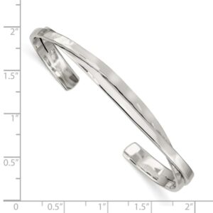 IceCarats 925 Sterling Silver 3mm Hammered Bands Bangle Bracelet