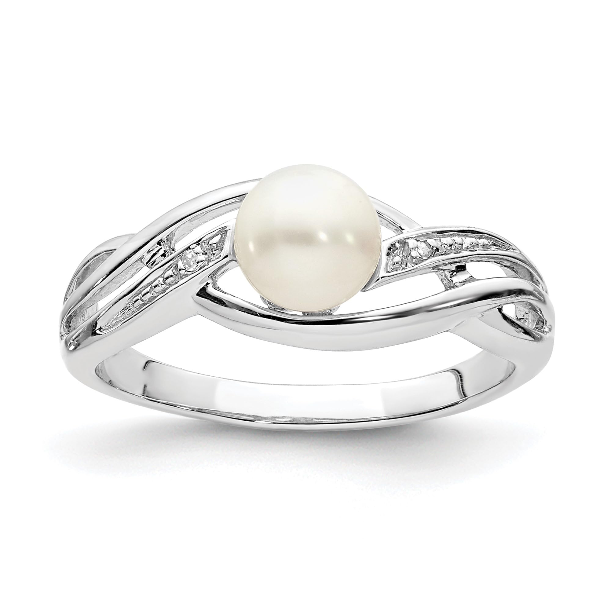 IceCarats 925 Sterling Silver Diamond Freshwater Cultured Pearl Statement Ring Size 7