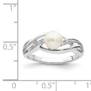 IceCarats 925 Sterling Silver Diamond Freshwater Cultured Pearl Statement Ring Size 7