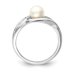 IceCarats 925 Sterling Silver Diamond Freshwater Cultured Pearl Statement Ring Size 7