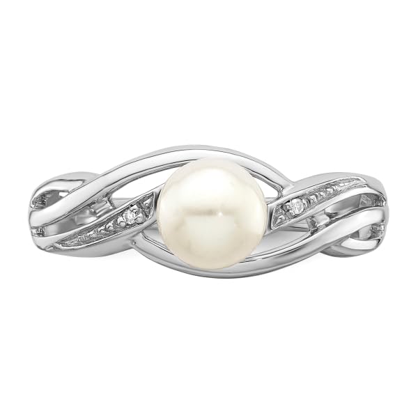 IceCarats 925 Sterling Silver Diamond Freshwater Cultured Pearl Statement Ring Size 7