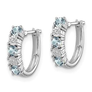 925 sterling silver blue aquamarine diamond hoop earrings gemstone hoops march birthstone jewelry