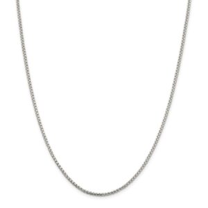 icecarats 925 sterling silver 2mm round box link chain necklace 20 inch