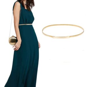 Women Metal Skinny Waist Belt with Closure Hook Size M Gold CL633