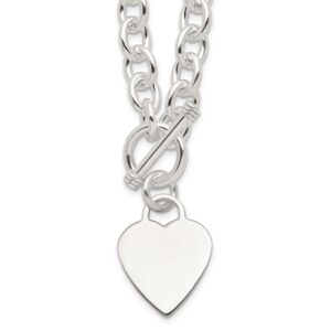 icecarats 925 sterling silver engraveable heart love link chain necklace toggle clasp