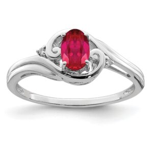 icecarats 925 sterling silver diamond red ruby ring gemstone band size 8.00