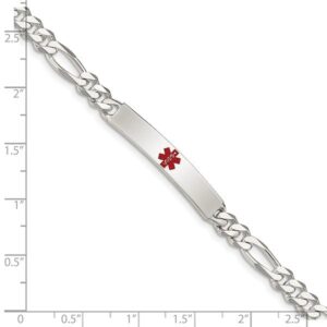 925 Sterling Silver Medical Alert Figaro Anchor Mariner Link Name Bar Identification ID Bracelet 7.5 inch