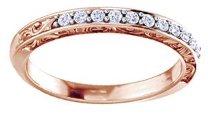 affy round shape white natural diamond engagement wedding ring in 14k rose gold (0.16 cttw),ring size-11.5