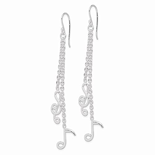 925 Sterling Silver Music Notes Drop Dangle Earrings