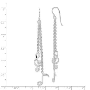 925 Sterling Silver Music Notes Drop Dangle Earrings