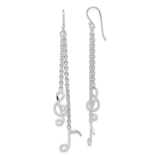 925 Sterling Silver Music Notes Drop Dangle Earrings