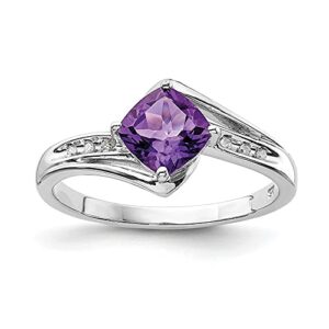 icecarats 925 sterling silver diamond purple amethyst square ring gemstone band size 8