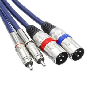 disino dual rca to xlr male cable, 2 xlr to 2 rca/phono plug hifi stereo audio connection microphone cable wire cord - 5 feet / 1.5m