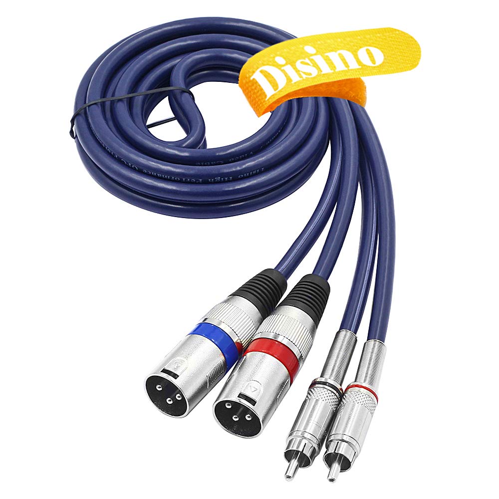 Disino Dual RCA to XLR Male Cable, 2 XLR to 2 RCA/Phono Plug HiFi Stereo Audio Connection Microphone Cable Wire Cord - 5 Feet / 1.5m