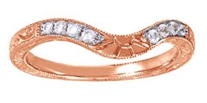 white natural diamond engagement wedding band ring in 14k rose gold (0.16 cttw),ring size-10.5