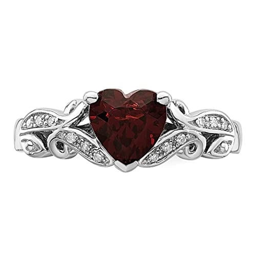 925 Sterling Silver Diamond Garnet Ring Love Gemstone Fine Jewelry For Women Gifts For Her