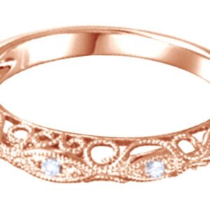 White Natural Diamond Vintage Scroll Engagement Wedding Ring In 14K Rose Gold (0.2 Cttw),Ring Size-9.5