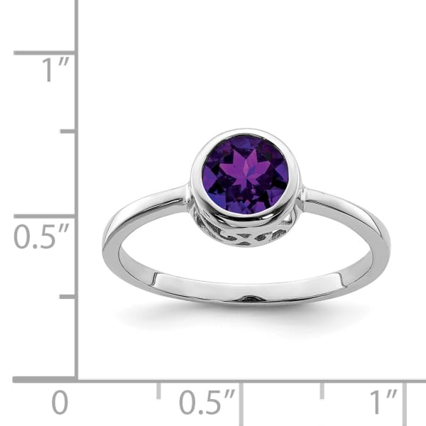 IceCarats 925 Sterling Silver Purple Amethyst Round Ring February Birthstone Jewelry Size 7