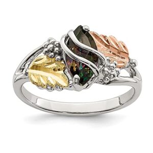 mt. rushmore black hills 925 sterling silver gold mystic fire topaz flower ring gemstone band size 7