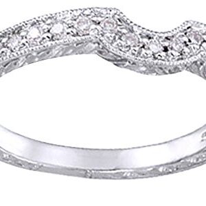 White Diamond Engagement Wedding Band Ring 14K White Gold (0.16 Cttw),Size-10.5