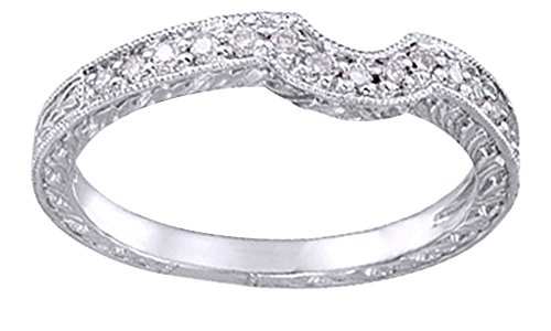 White Diamond Engagement Wedding Band Ring 14K White Gold (0.16 Cttw),Size-10.5