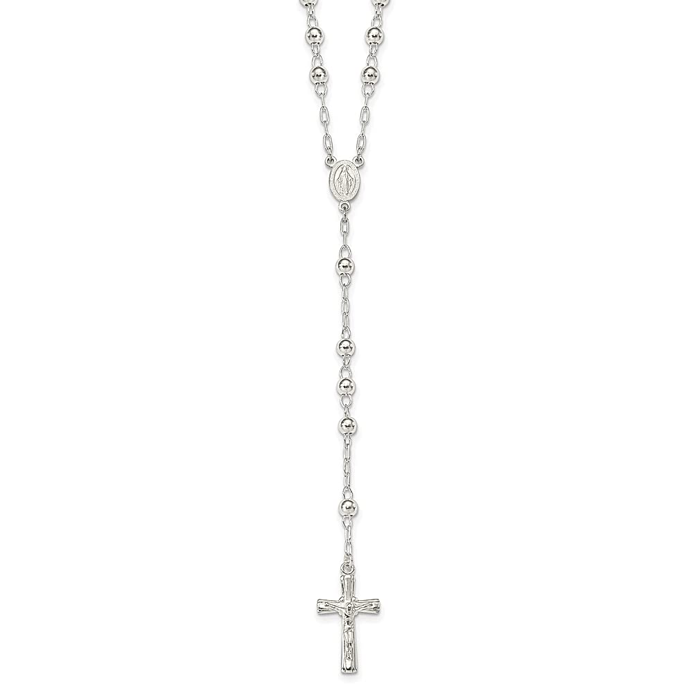 925 Sterling Silver Rosary Necklace 26 inch Chain