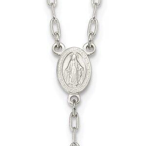 925 Sterling Silver Rosary Necklace 26 inch Chain