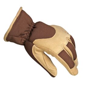 ozero insulated work gloves deerskin leather winter glove thick warm polar fleece thermal for driving snow working in cold weather for women and men (brown, x-large)