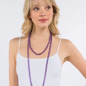 MGR MY GEMS ROCK! 60 Inch Polished Genuine Amethyst Stone Multi-layer Long Endless Infinity Beaded Necklace.