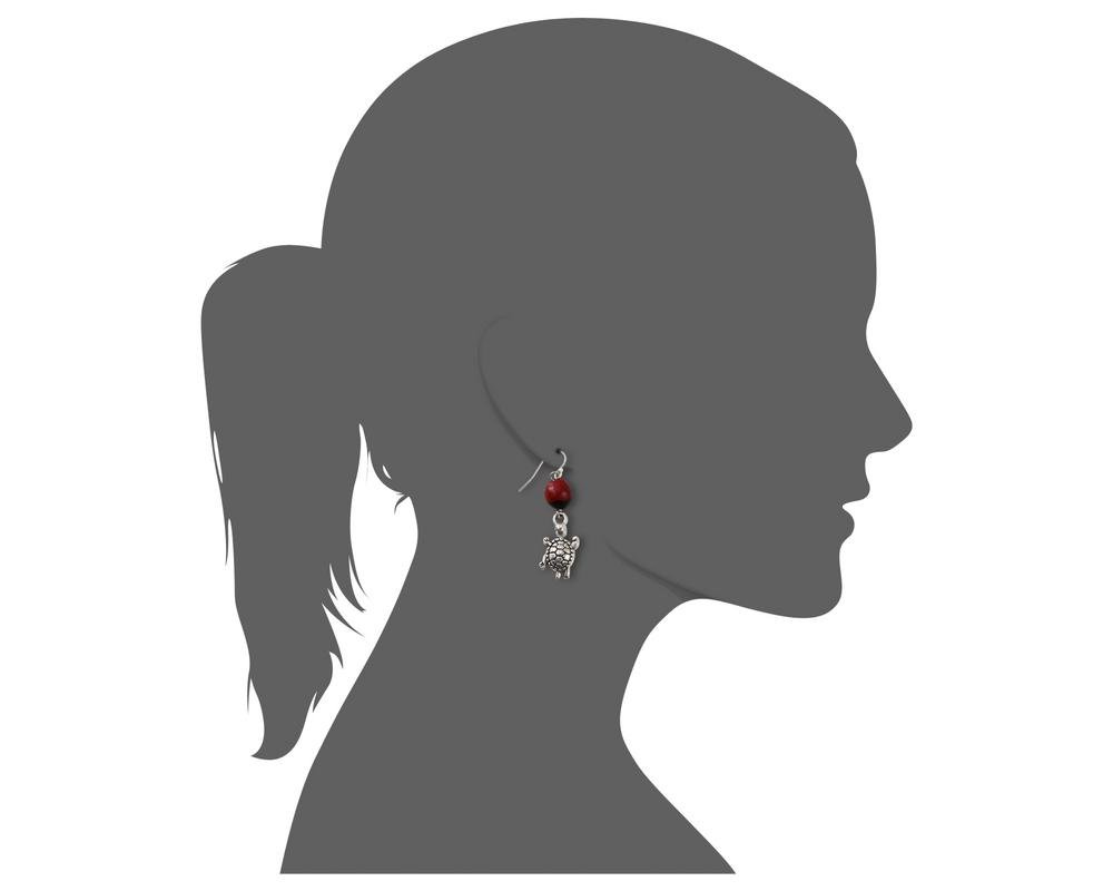 Peruvian Turtle Earrings for Women - Huayruro Red & Black Seed, Dangle Ecofriendly Earrings by EB