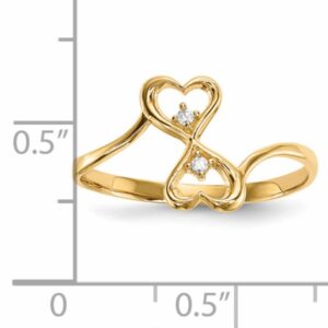 IceCarats 14K Yellow Gold Cubic Zirconia CZ Double Heart Love Ring Size 7