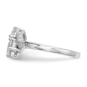 IceCarats 925 Sterling Silver Two Stone Cubic Zirconia CZ Bypass Ring Size 8