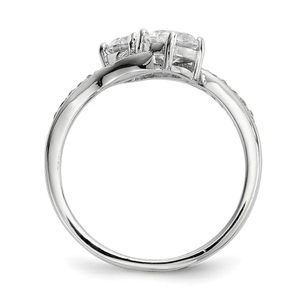 IceCarats 925 Sterling Silver Two Stone Cubic Zirconia CZ Bypass Ring Size 8