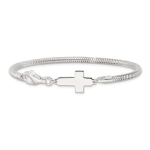 icecarats 925 sterling silver sideways holy cross chain charm bracelet