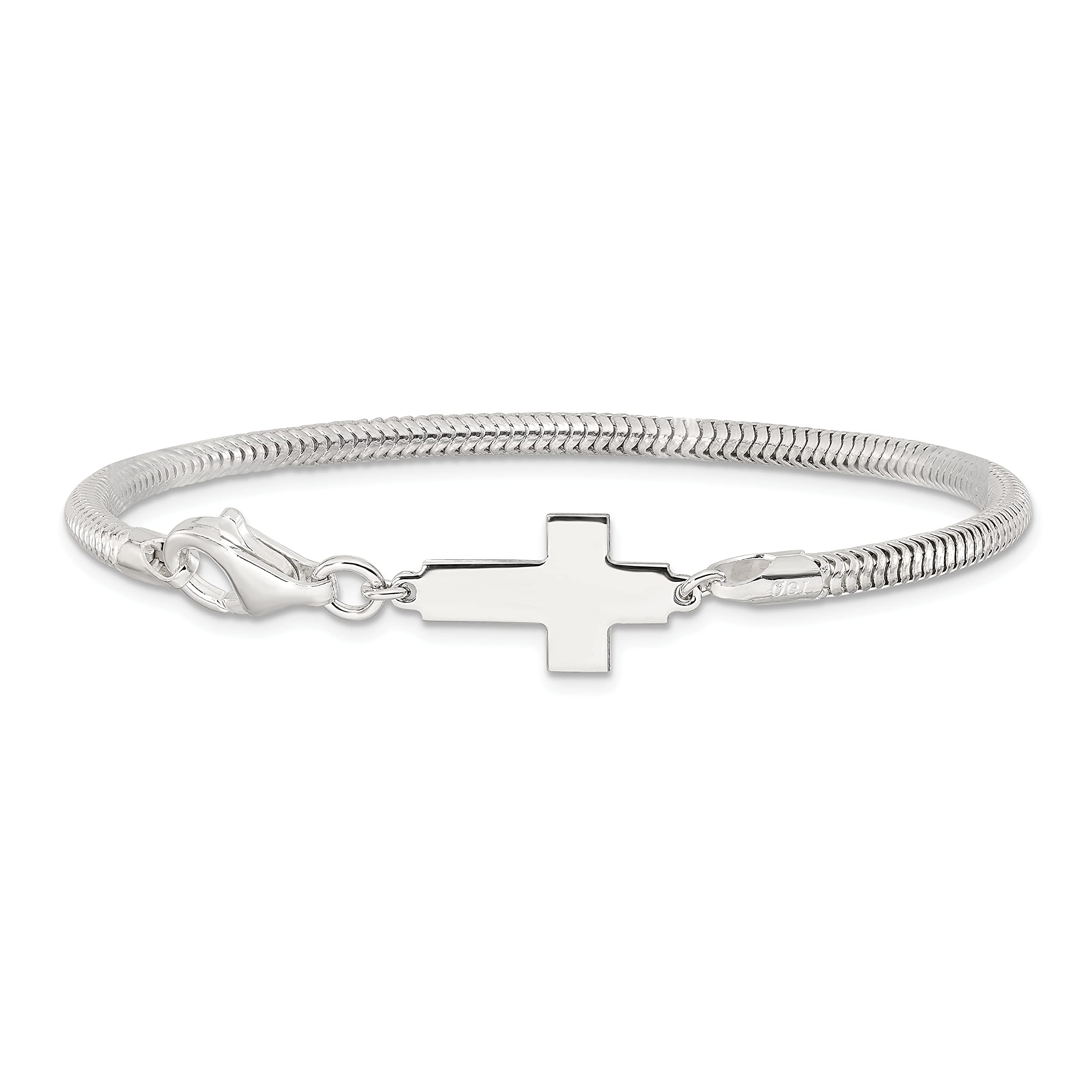 IceCarats 925 Sterling Silver Sideways Holy Cross Chain Charm Bracelet