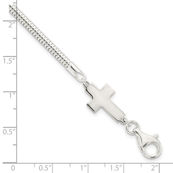 IceCarats 925 Sterling Silver Sideways Holy Cross Chain Charm Bracelet